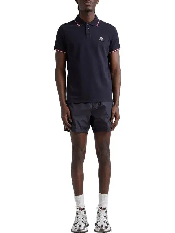 Moncler Tipped Cotton Piqué Polo - Blue