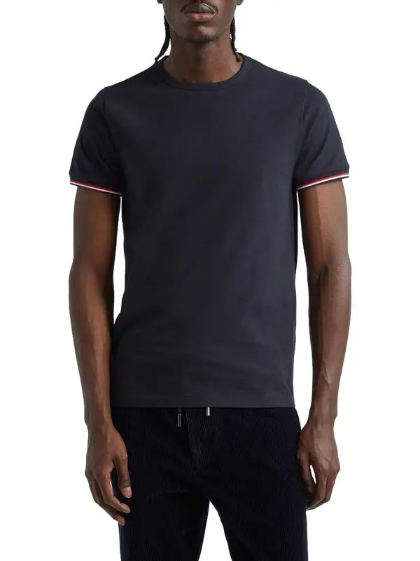 Moncler Tipped Cotton Stretch Jersey T-shirt - Navy/ Navy