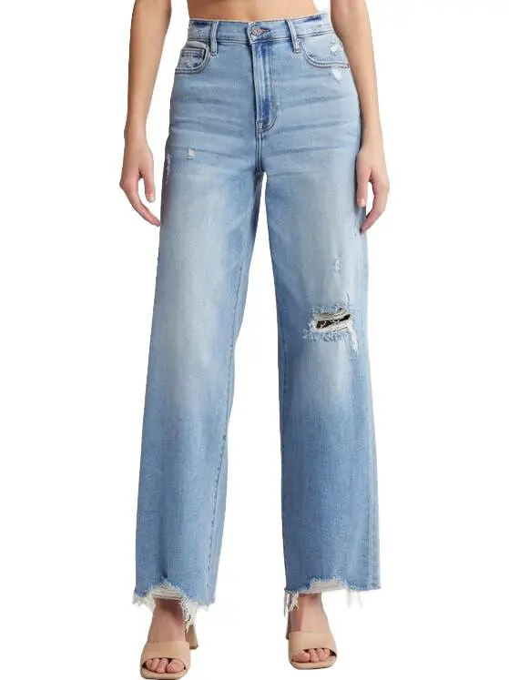 HIDDEN JEANS Logan High Waist Wide Leg Dad Jeans - Light Wash