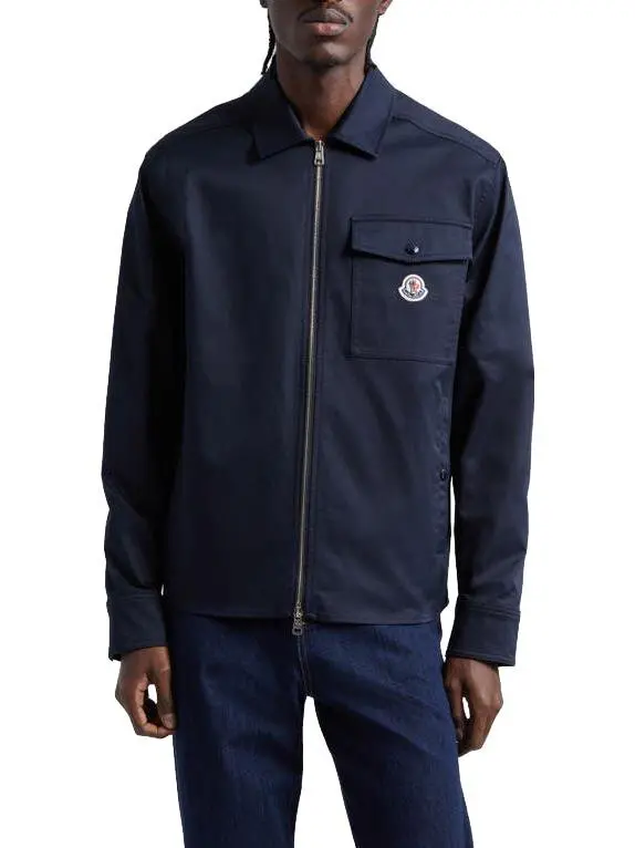Moncler Stretch Cotton Zip Shirt Jacket - Cosmic Blue