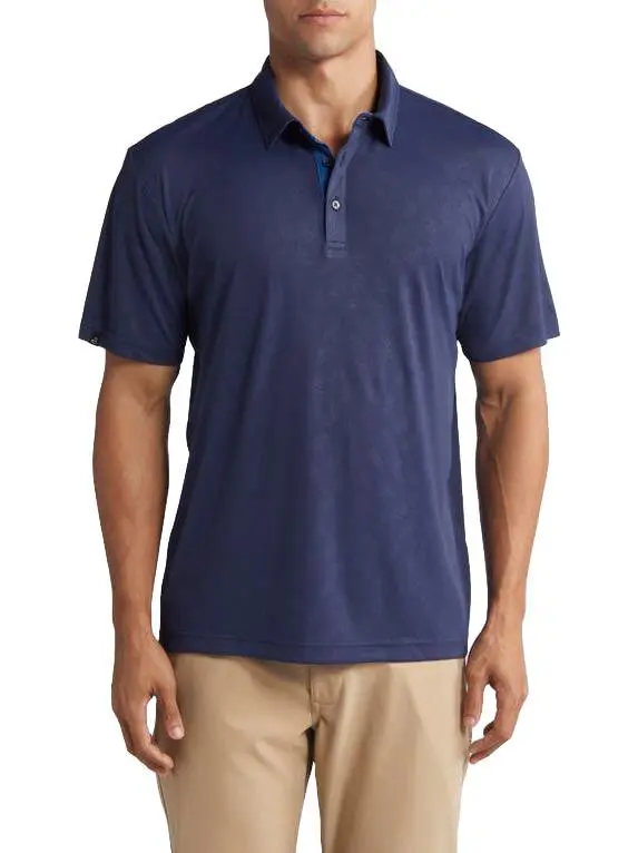 SWANNIES Barrett Botanical Print Golf Polo - Navy