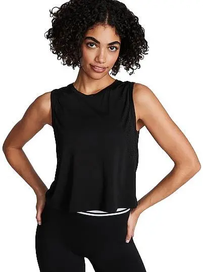 Pink Seamless Drapey Muscle Tank - Black
