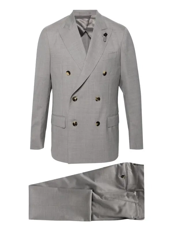 LARDINI Double-breasted Wool Suit - Grey