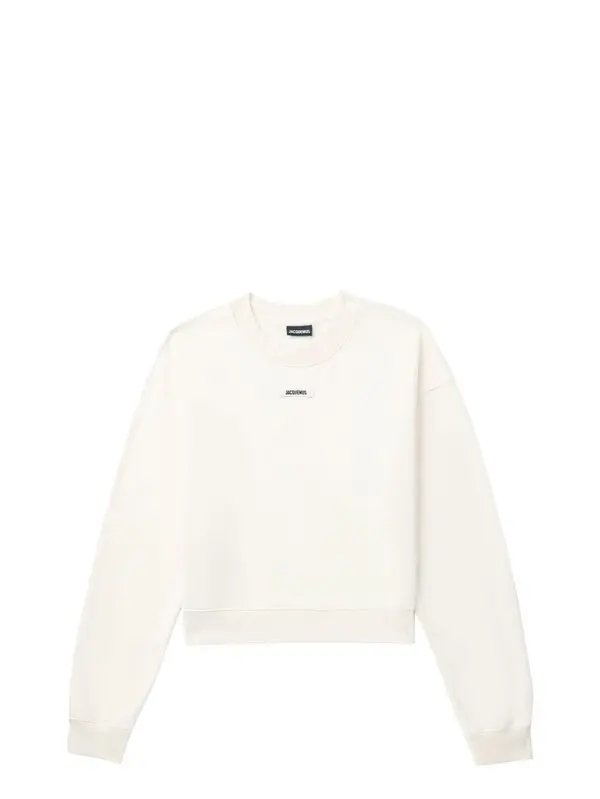 Jacquemus Logo-appliqué Cotton Sweatshirt - Neutrals