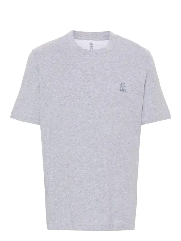Brunello Cucinelli Logo-print Méllange T-shirt - Grey
