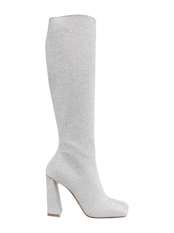 Amina Muaddi Marine Glitter Knee-high Boots - Silver