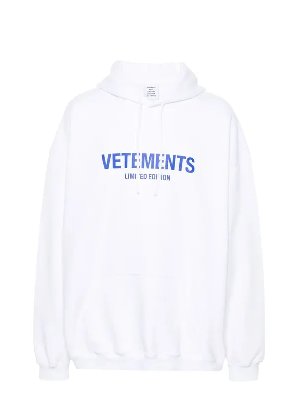 Vetements Logo-print Cotton-blend Hoodie - White