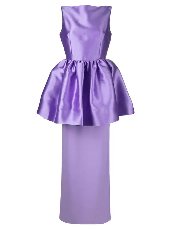 Solace London Alda Peplum-skirt Maxi Dress - Purple