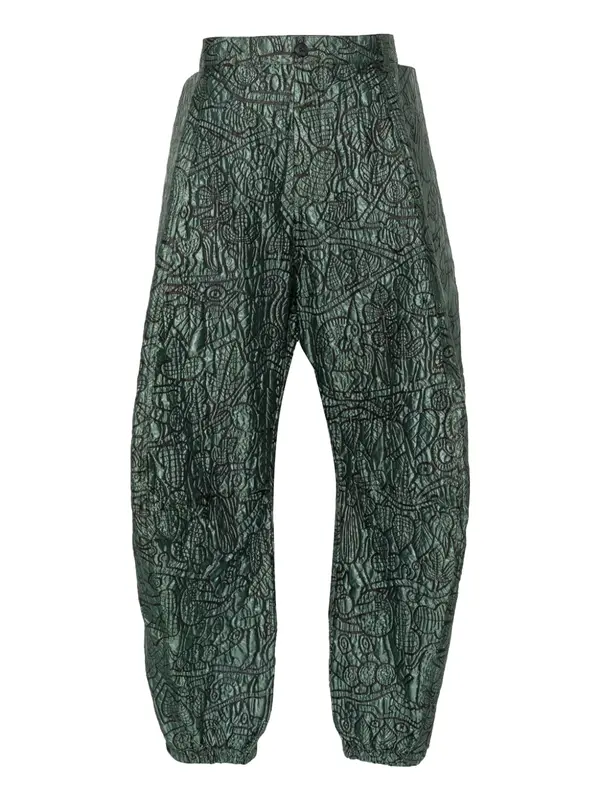 WALTER VAN BEIRENDONCK Abstract-print Trousers - Green