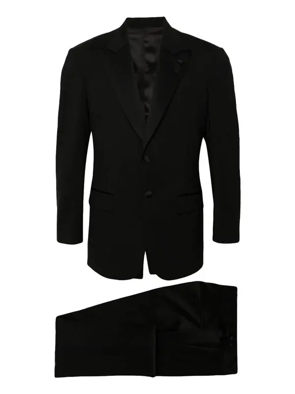 LARDINI Single-breasted Wool Blend Suit - Black