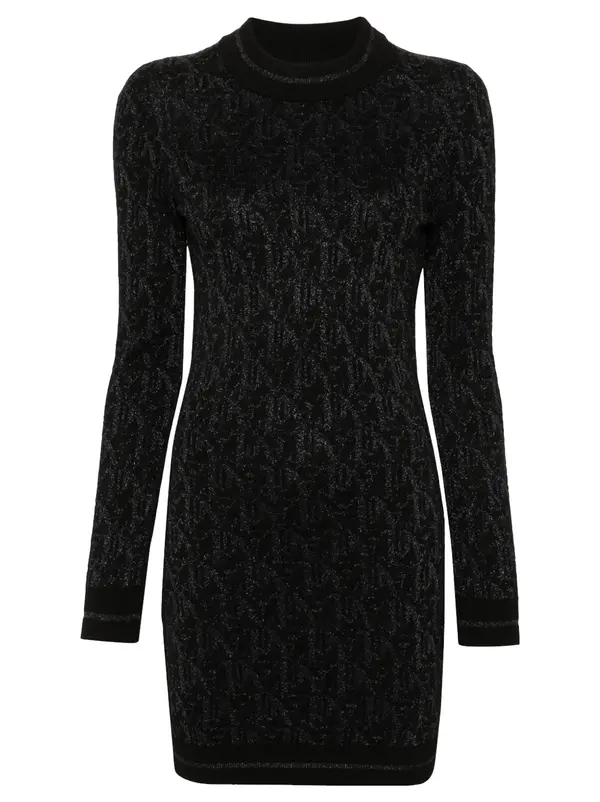 Palm Angels Monogram-jacquard Mini Dress - Black