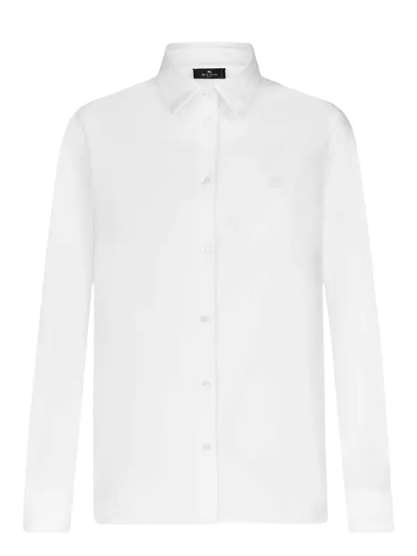 Etro Pegaso Embroidered Cotton Shirt - White