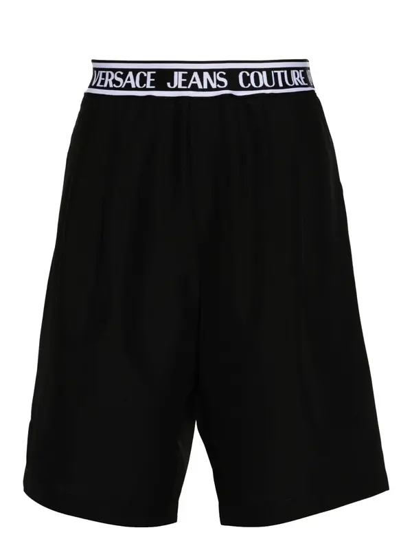 Versace Logo Waistband Shorts - Black