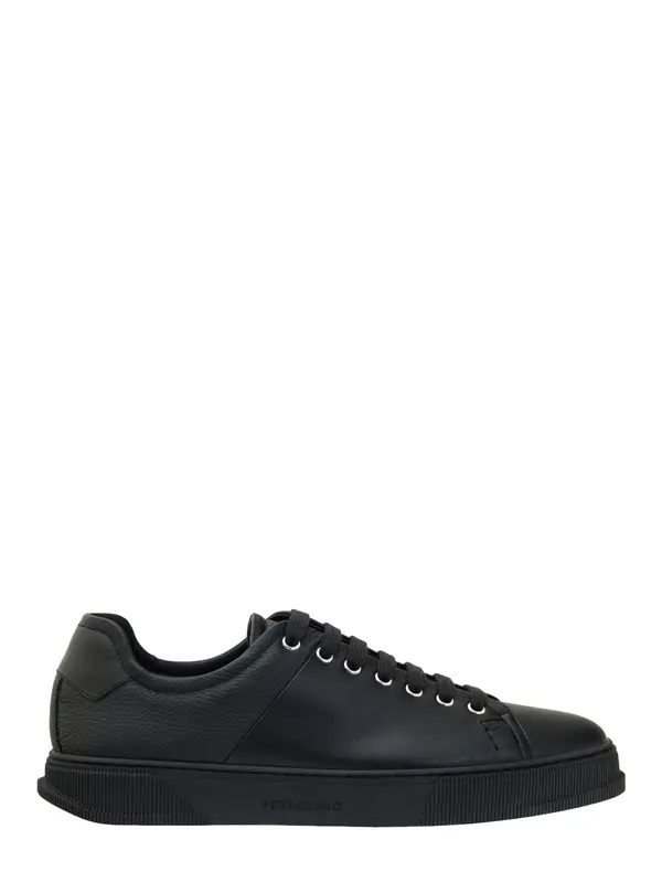 FERRAGAMO Panelled Leather Sneakers - Black