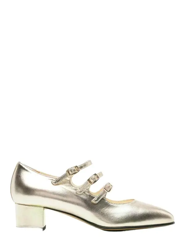 CAREL 40mm Kina Metallic Leather Pumps - Gold