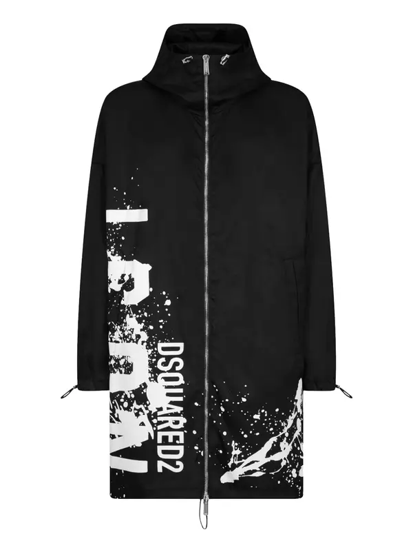 Dsquared2 Logo-print Hooded Coat - Black
