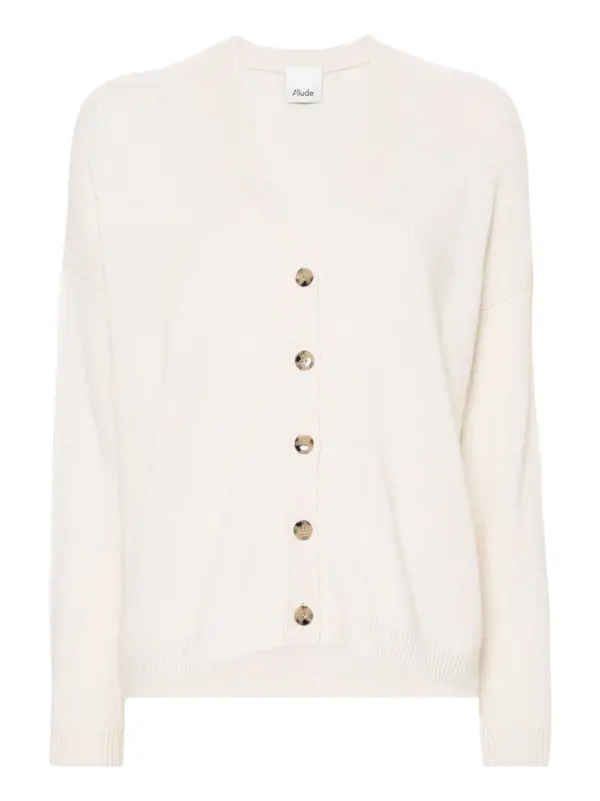 ALLUDE Fine-knit Cashmere Cardigan - Neutrals