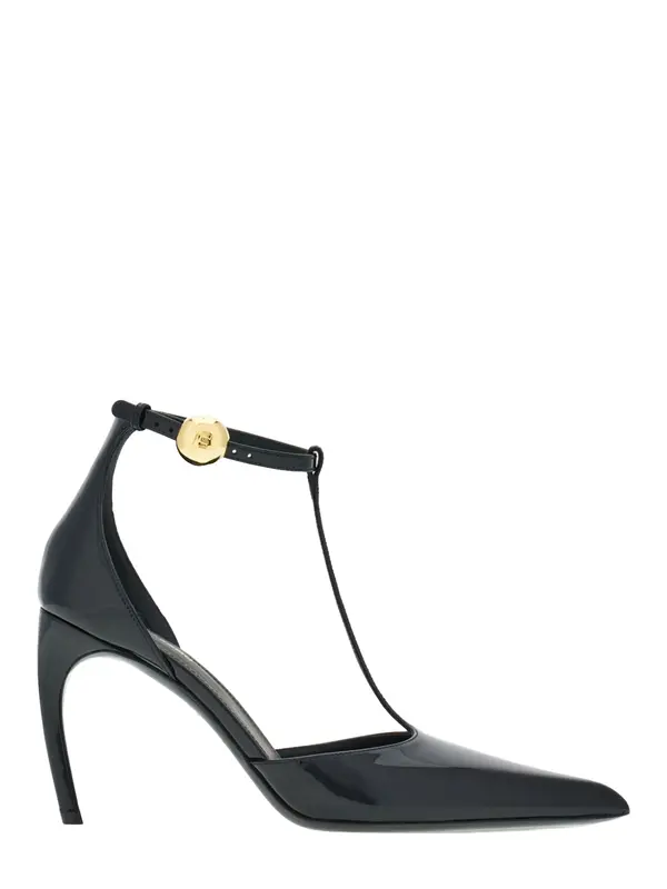 FERRAGAMO T-strap 85mm Patent Leather Pumps - Black