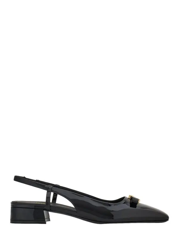 FERRAGAMO Bow-detail Leather Slingback Pumps - Black