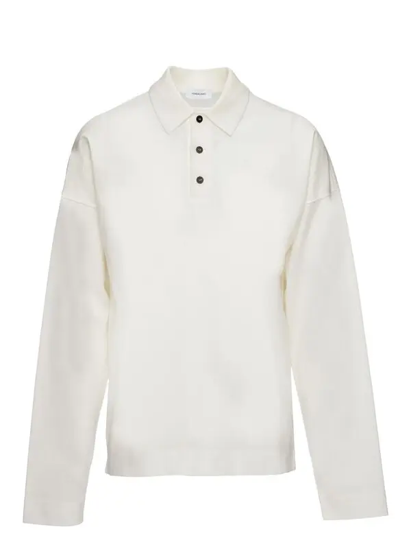 FERRAGAMO Long-sleeve Cotton Polo Shirt - White