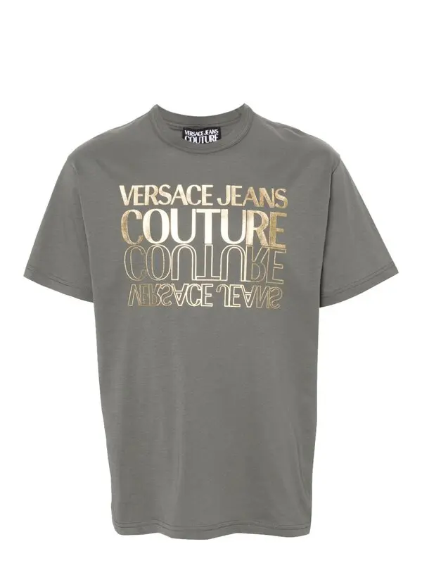 Versace Logo-print Cotton T-shirt - Grey
