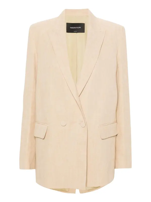 Fabiana Filippi Double-breasted Linen-blend Blazer - Neutrals