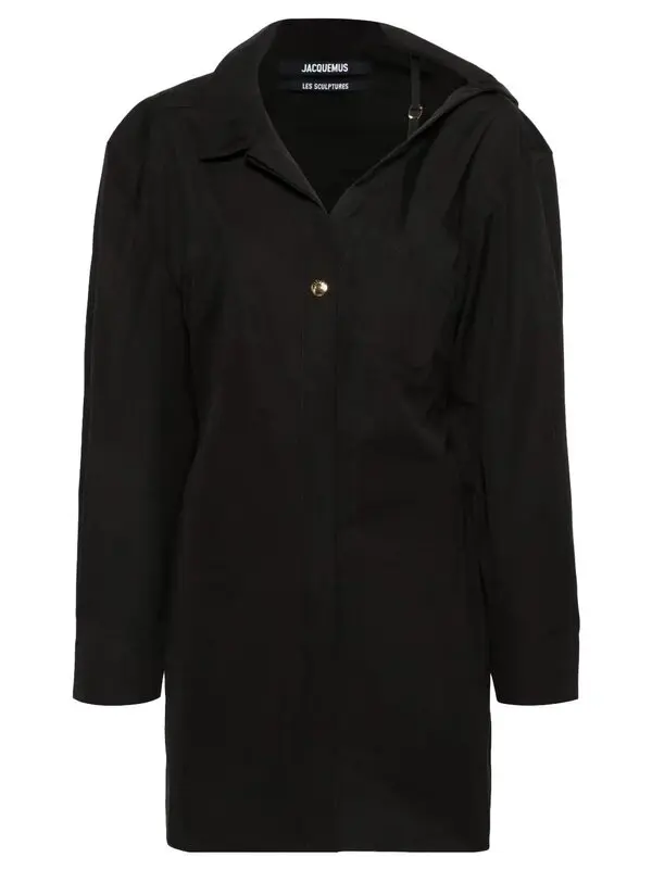Jacquemus Asymmetric-neck Mini Shirt Dress - Black
