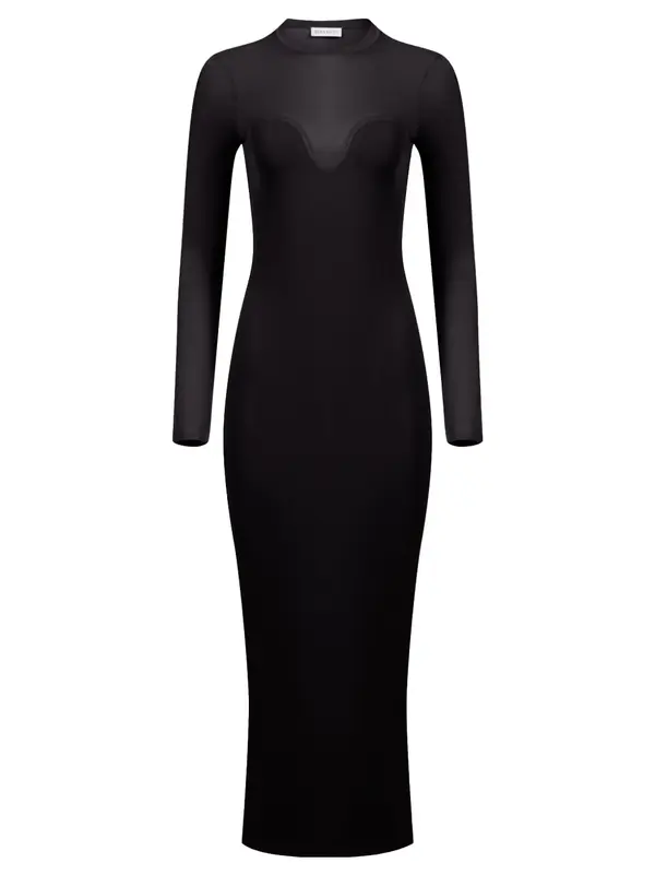 Nina Ricci Textured Semi-sheer Midi Dress - Black