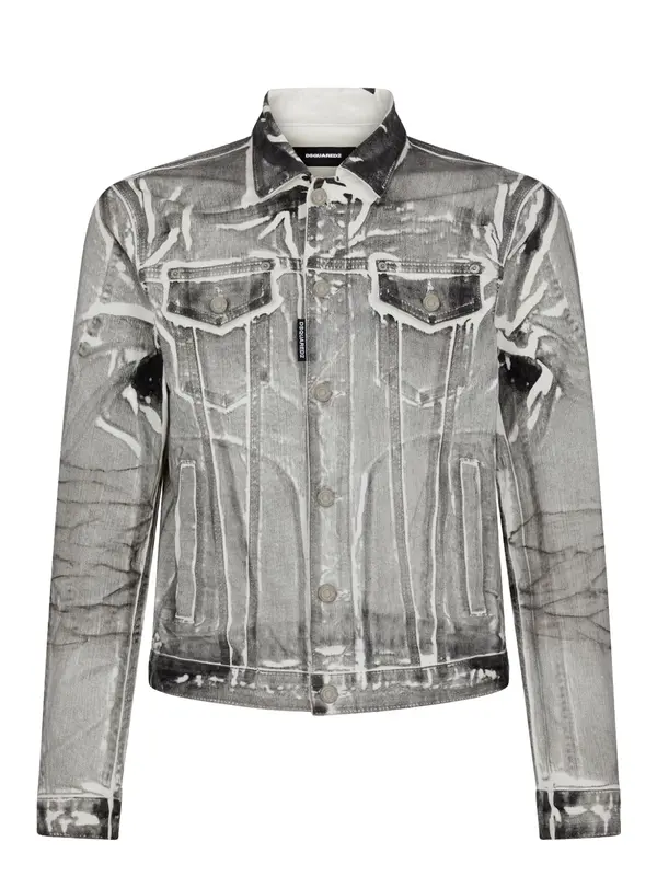 Dsquared2 Cracked-effect Denim Jacket - Grey