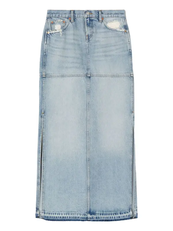 RE/DONE Side-slit Denim Maxi Skirt - Blue