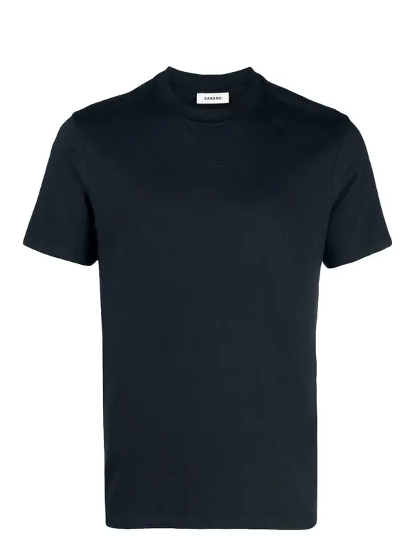 Sandro Logo-embroidered Cotton T-shirt - Blue