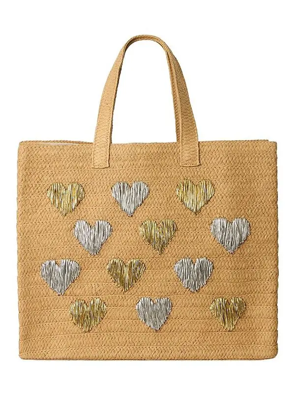 BTB LOS ANGELES Be Mine Straw Tote - Sand Gold