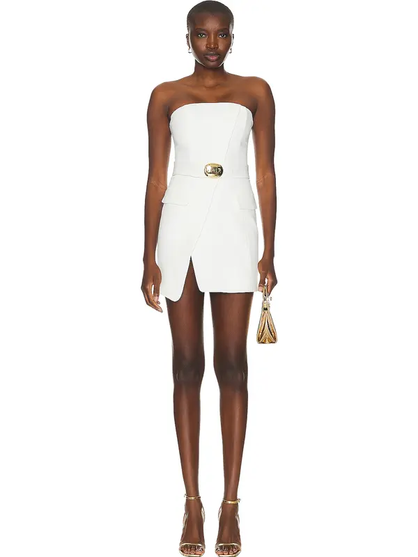 NICHOLAS Remi Strapless Mini Dress With Belt - Cream