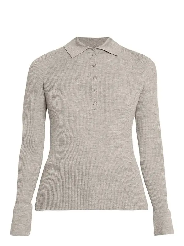 Sasuphi Ribbed Cashmere Polo Shirt - Medium Grey