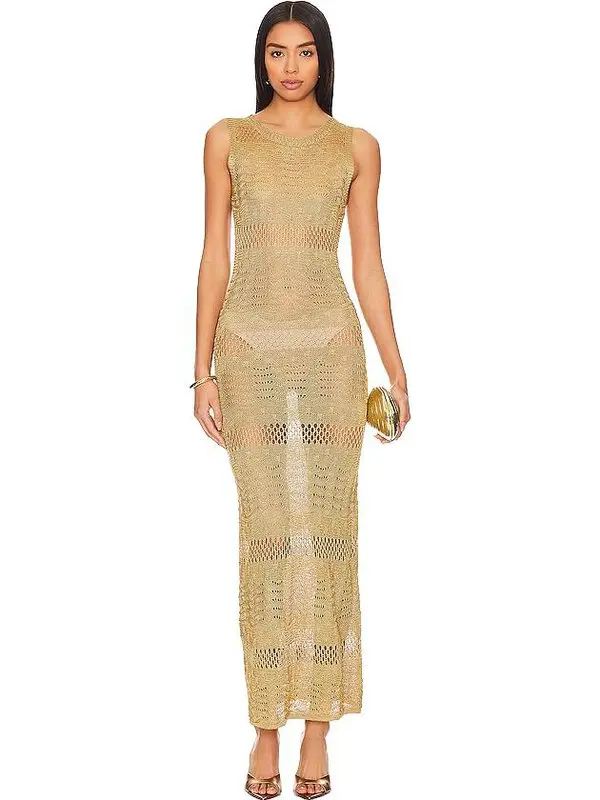 MORE TO COME Sevyn Metallic Midi Dress - Gold