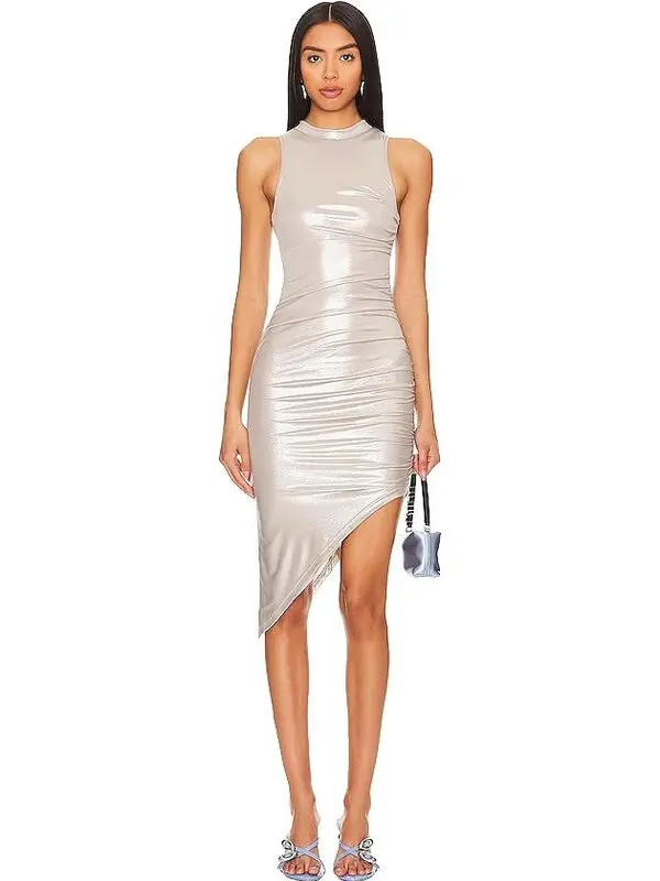 Superdown Izaria Ruched Metallic Dress - Silver Metallica