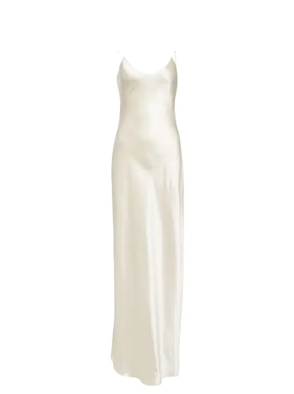 NILI LOTAN Cami Silk Satin Maxi Dress - White