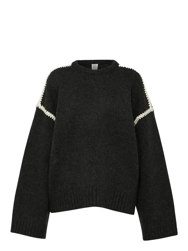 TOTEME Embroidered Wool And Cashmere Sweater - Grey