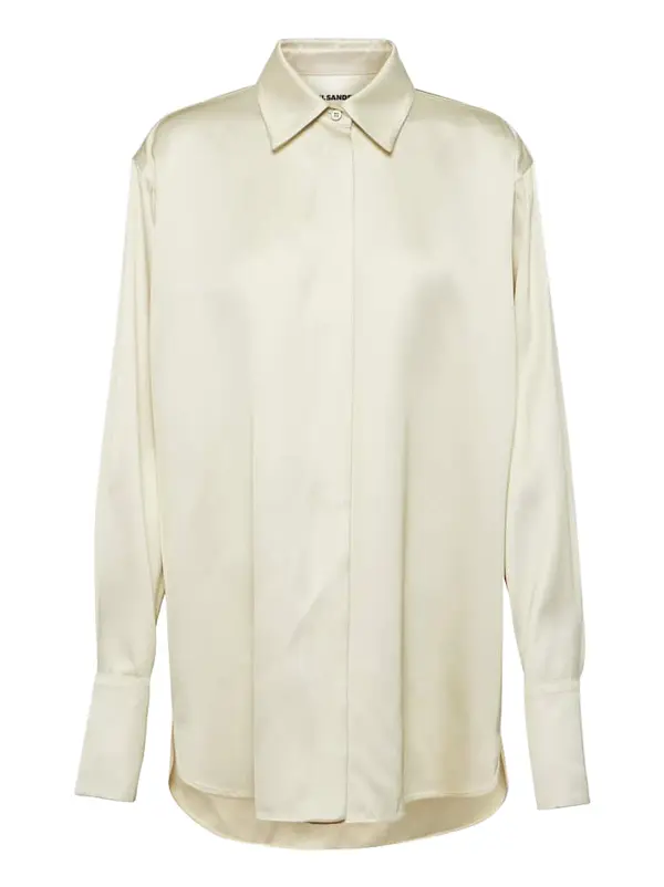 JIL SANDER Oversized Satin Shirt - Neutrals
