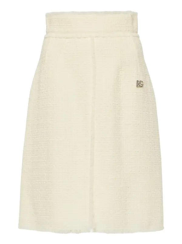 Dolce & Gabbana Wool-blend Tweed Midi Skirt - Beige