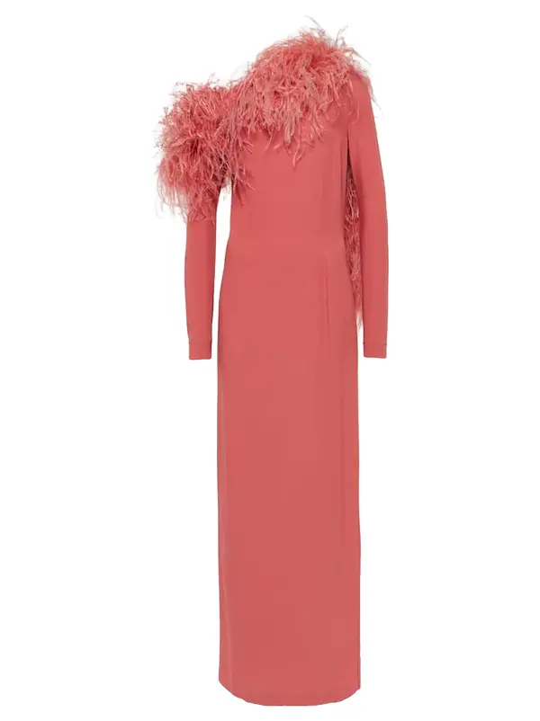 TALLER MARMO Garbo Feather-trimmed Gown - Pink