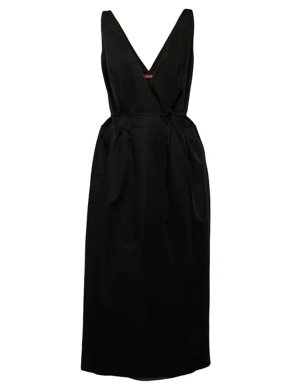 Altuzarra Anouk V-neck Cotton-blend Midi Dress - Black