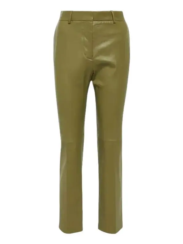 JOSEPH Coleman Straight Leather Pants - Green