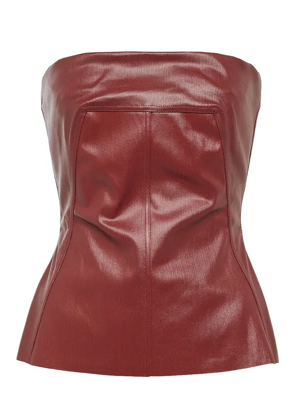 Rick Owens Coated Denim Corset Top - Red