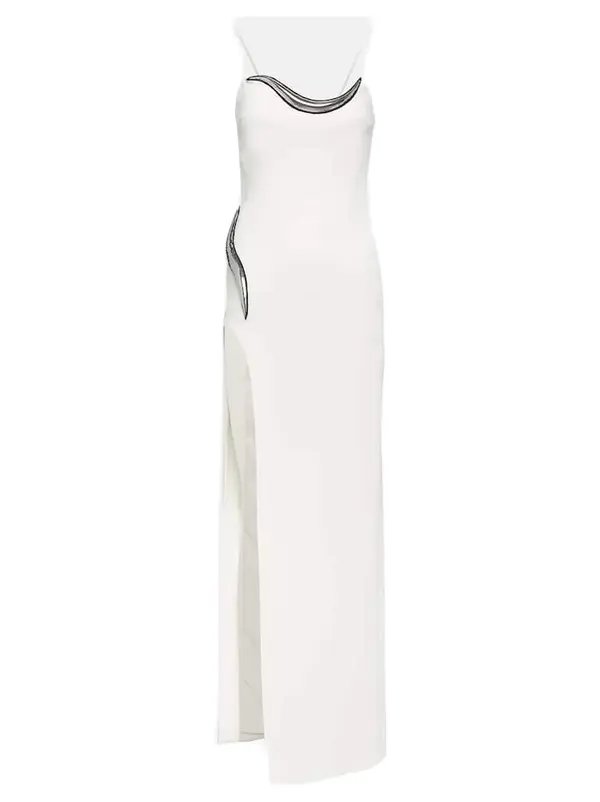David Koma Embellished Crêpe Jersey Gown - White