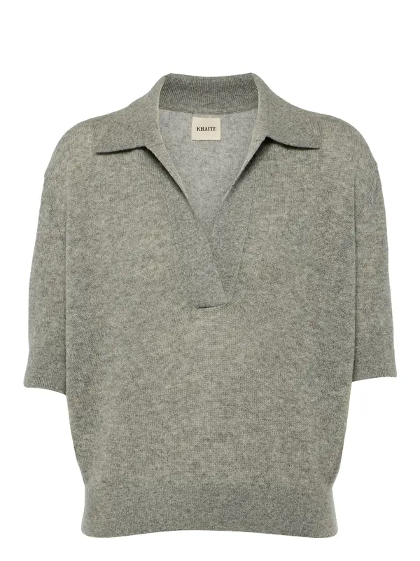 Khaite Shrunken Jo Polo Sweater - Grey