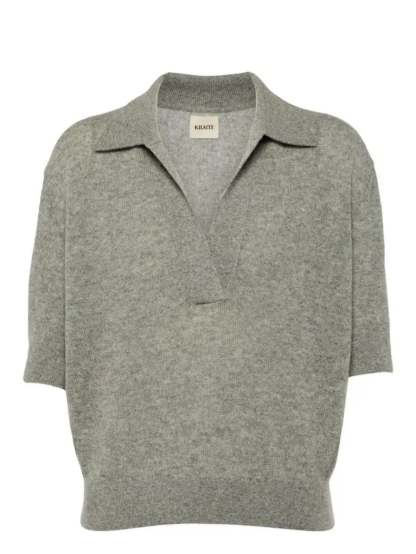 Khaite Shrunken Jo Polo Sweater - Grey