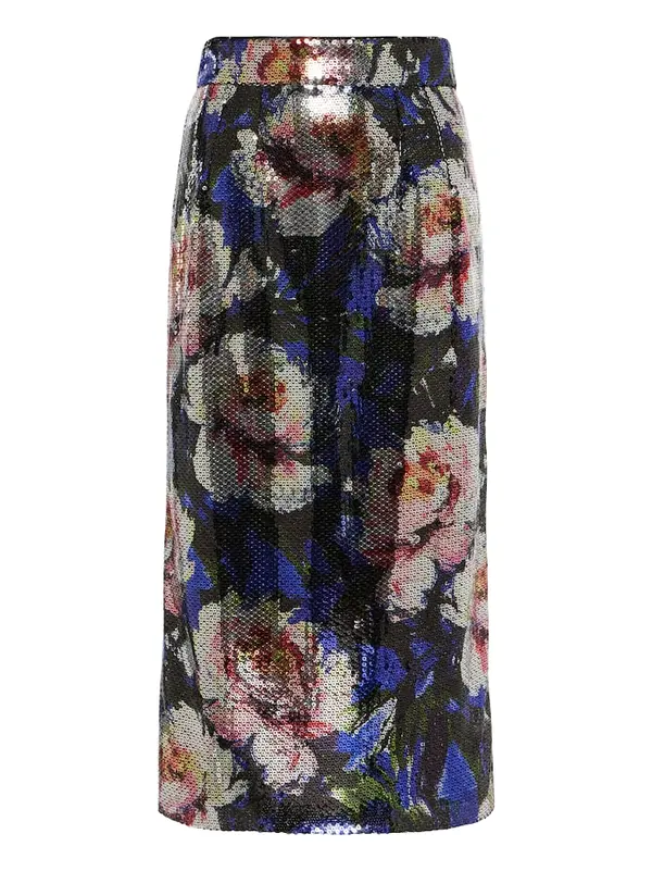 Dolce & Gabbana Sequined Floral Midi Skirt - Multicoloured