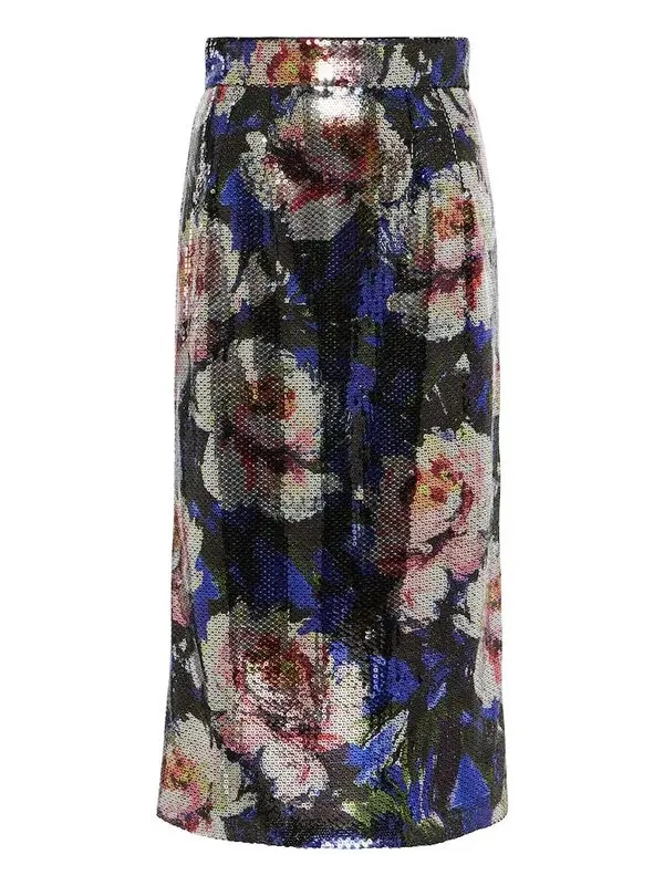 Dolce & Gabbana Sequined Floral Midi Skirt - Multicoloured