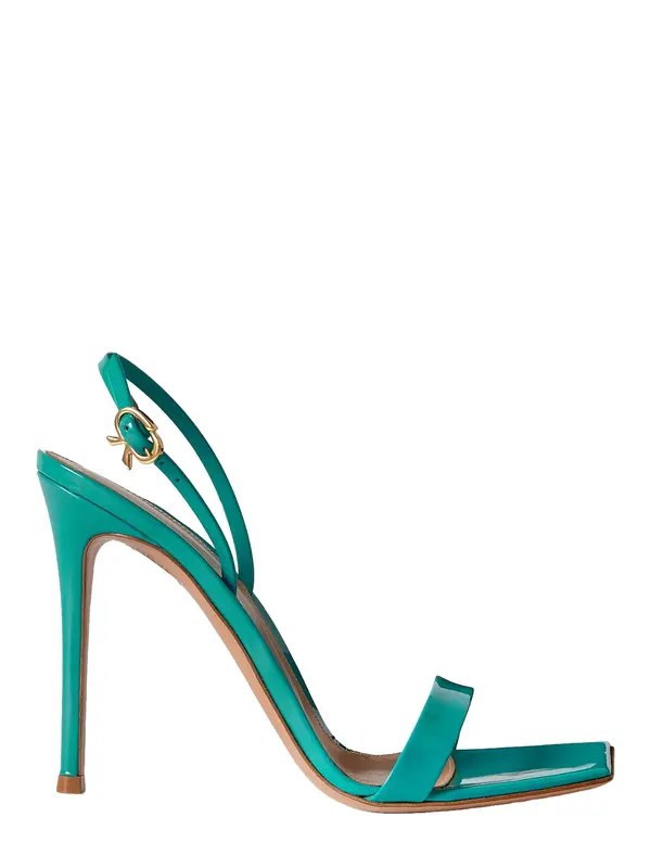 GIANVITO ROSSI Ribbon 105 Patent-leather Slingback Sandals - Blue